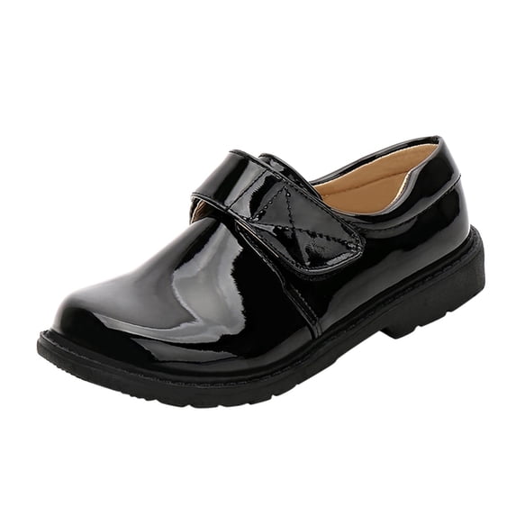 Djtdsds Kids Solid Color Leather-Look School Shoes Adjustable Strap ...