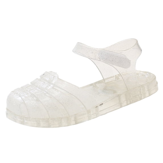 Djtdsds Toddler Girls Solid Color Glitter Jelly Sandals Closed Toe ...