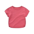 Djtdsds Toddler Kids Solid Color Short Sleeve T-Shirt Curved Crew Neck ...