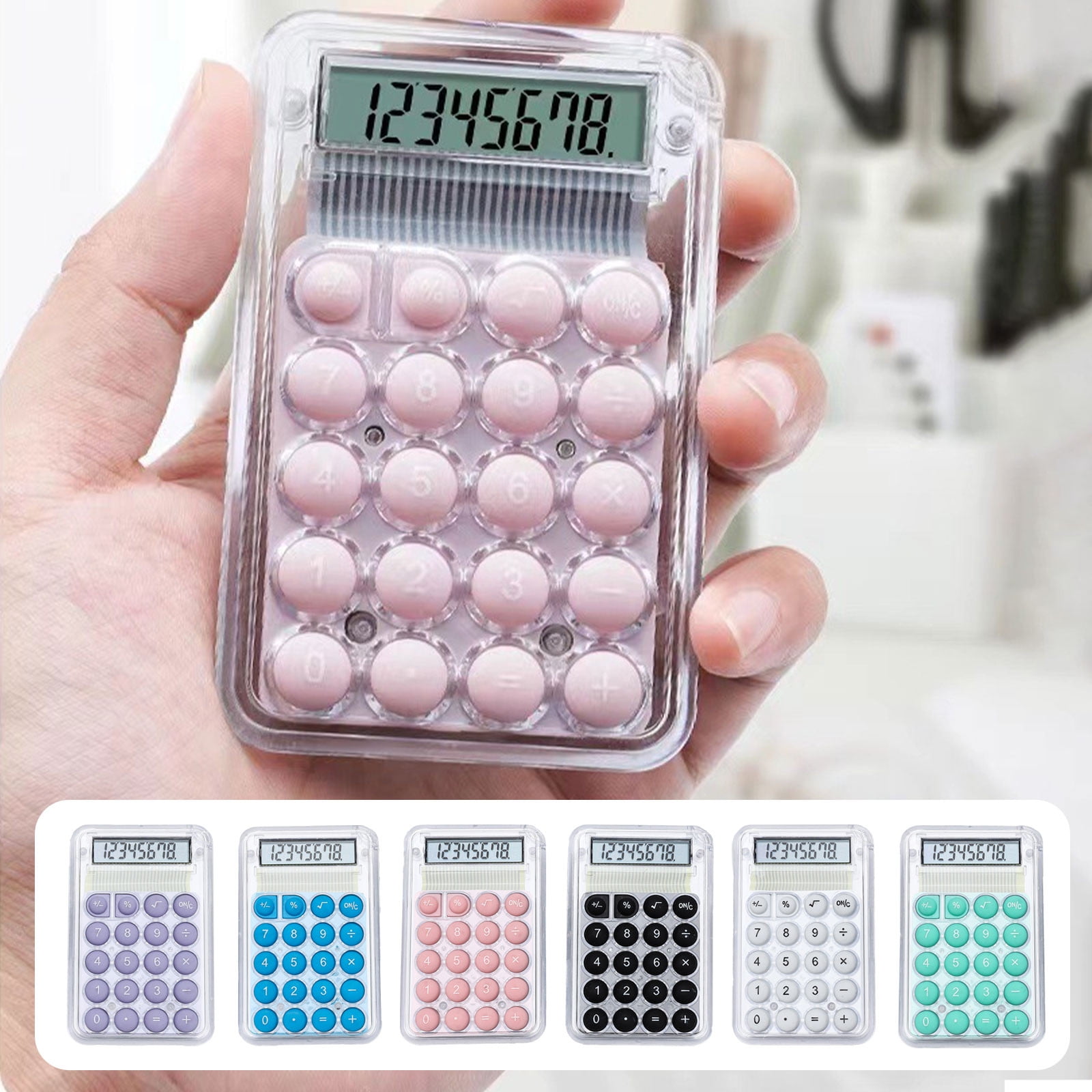 Djunllk Calculator - 8 Digit LCD Display Clear Cute Mini Scientific ...