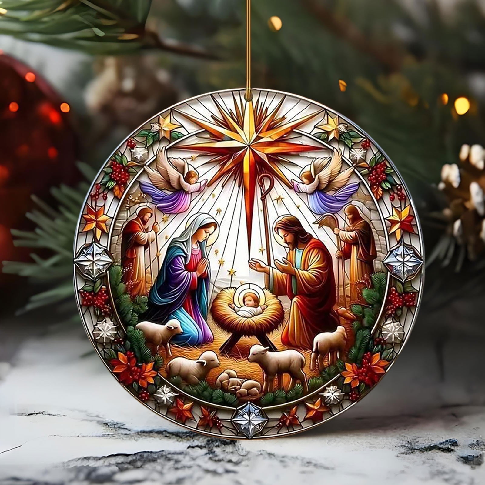 Djunllk Christmas Nativity Scene Ornaments Acrylic 2D Flat Jesus ...