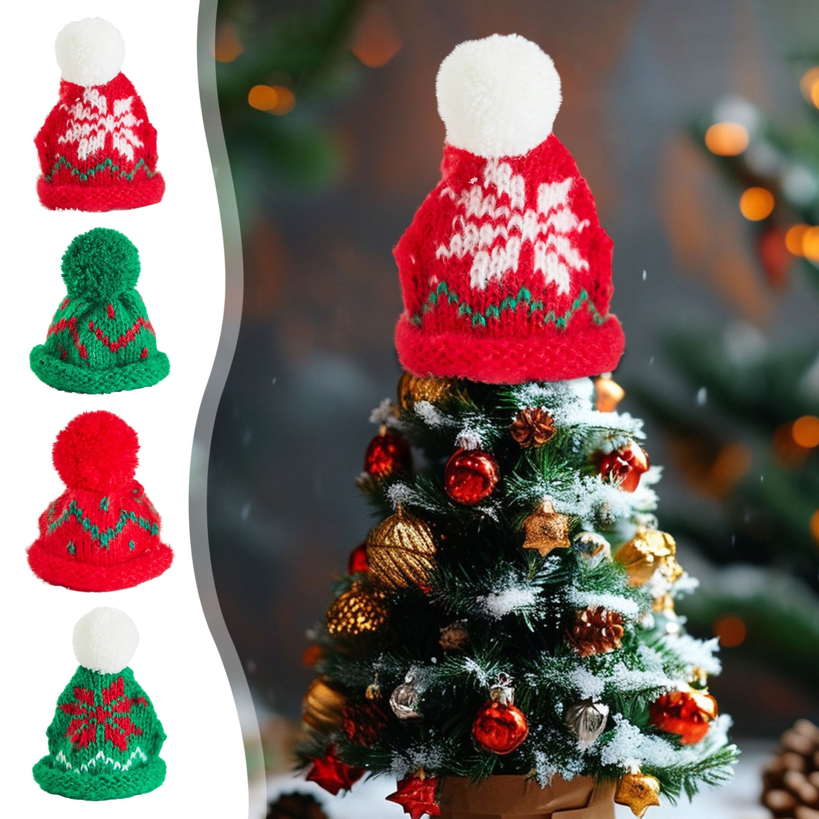 Djunllk Christmas Tree Topper Mini Christmas Hat Knitted Hat Festival ...