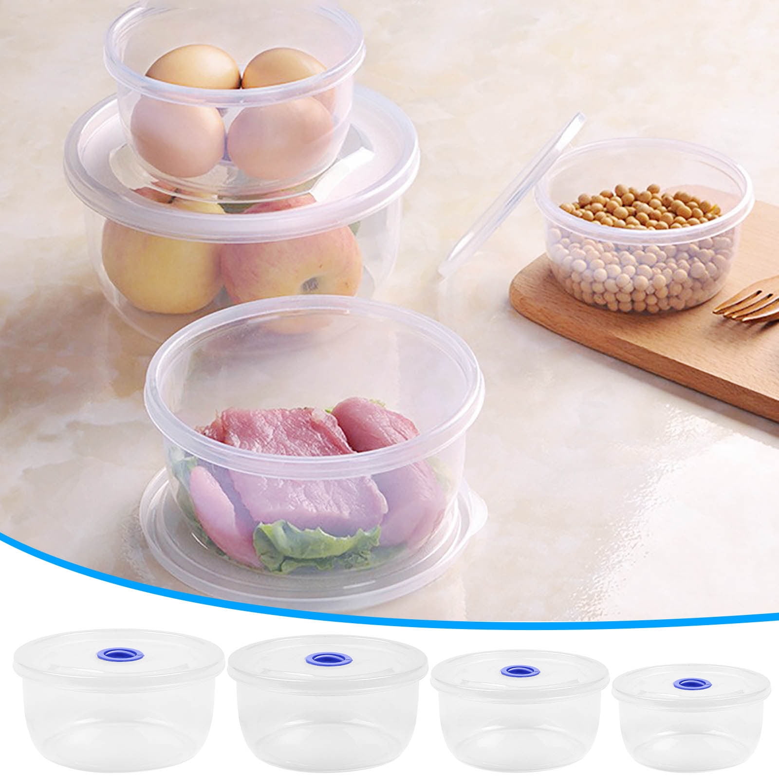 kladzum Clear Lunch Box for Women, Plastic Round Box, Bento Box Can Be Refrigerated Microwave ...
