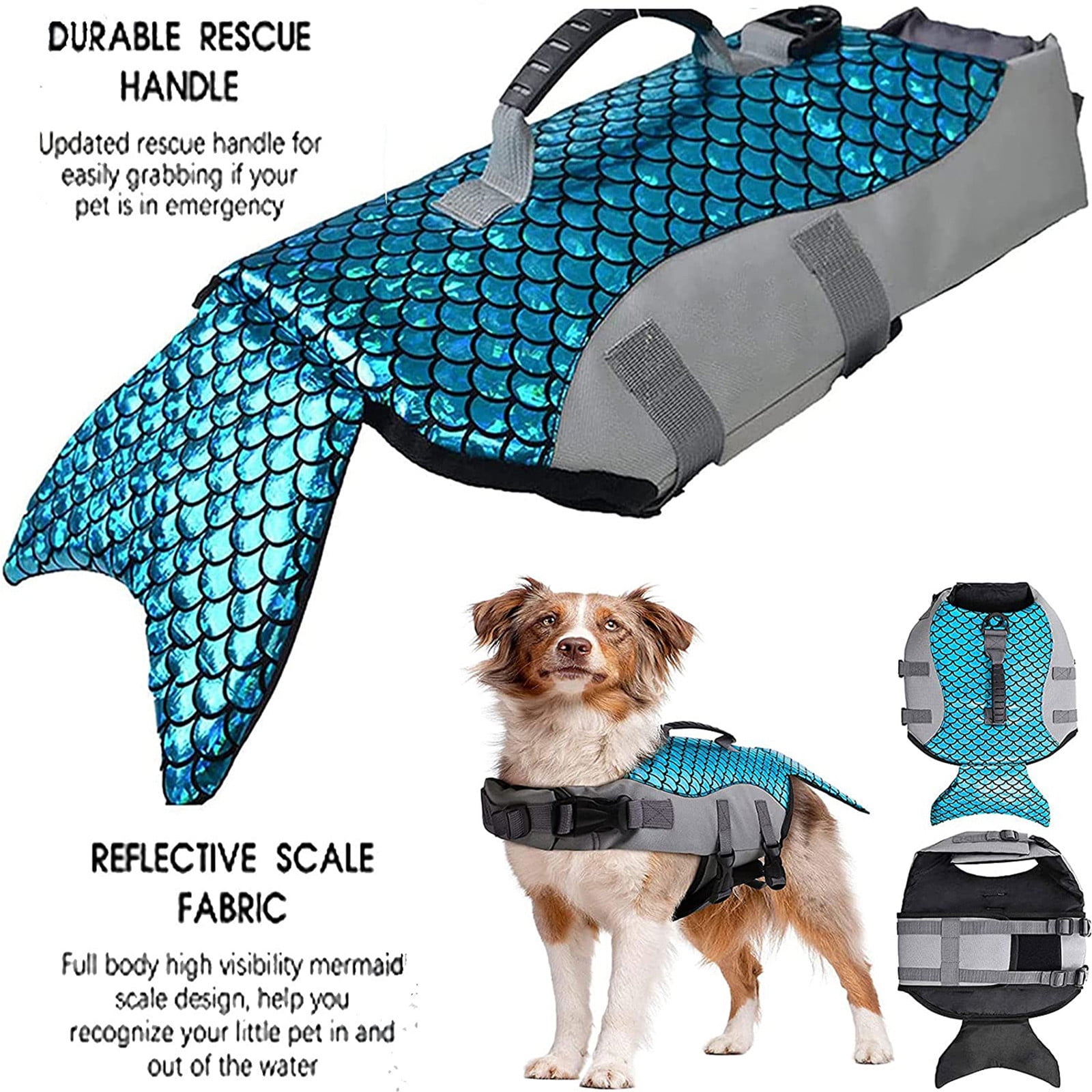 Djunllk Dog Life Jacket Vestsswimsuit Buoyancy Pet Dog Anti-Tear Belt ...