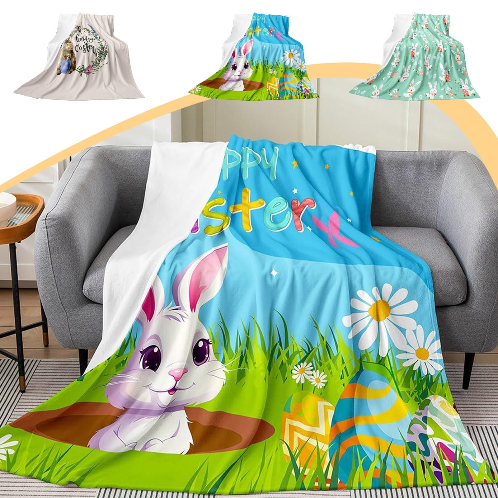 Djunllk Easter Throw Blanket for Couch, 28x39in Fuzzy Flannel Blanket ...