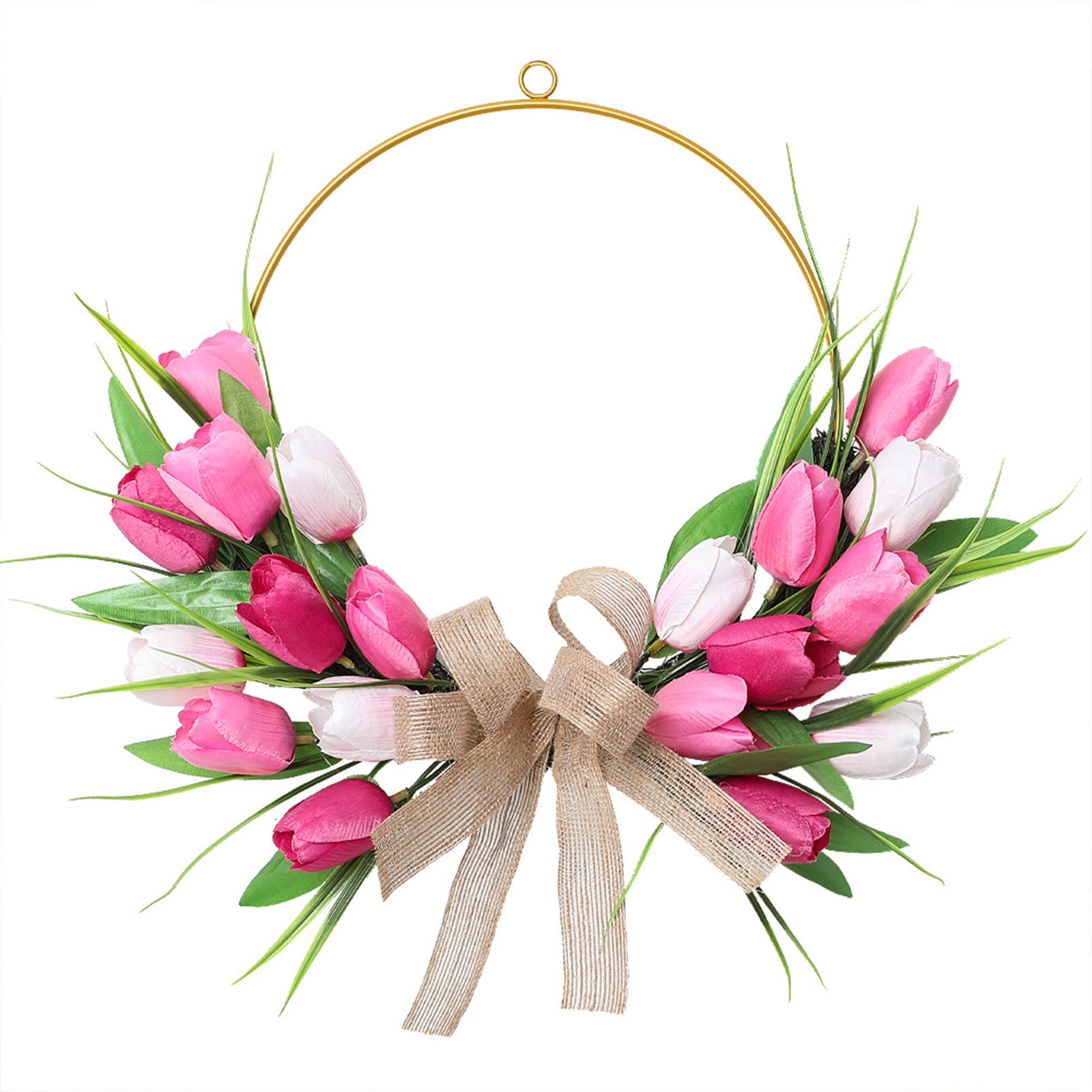 Djunllk Easter Wreath, Tulip Spring Wreath Wall Hanging Front Door ...