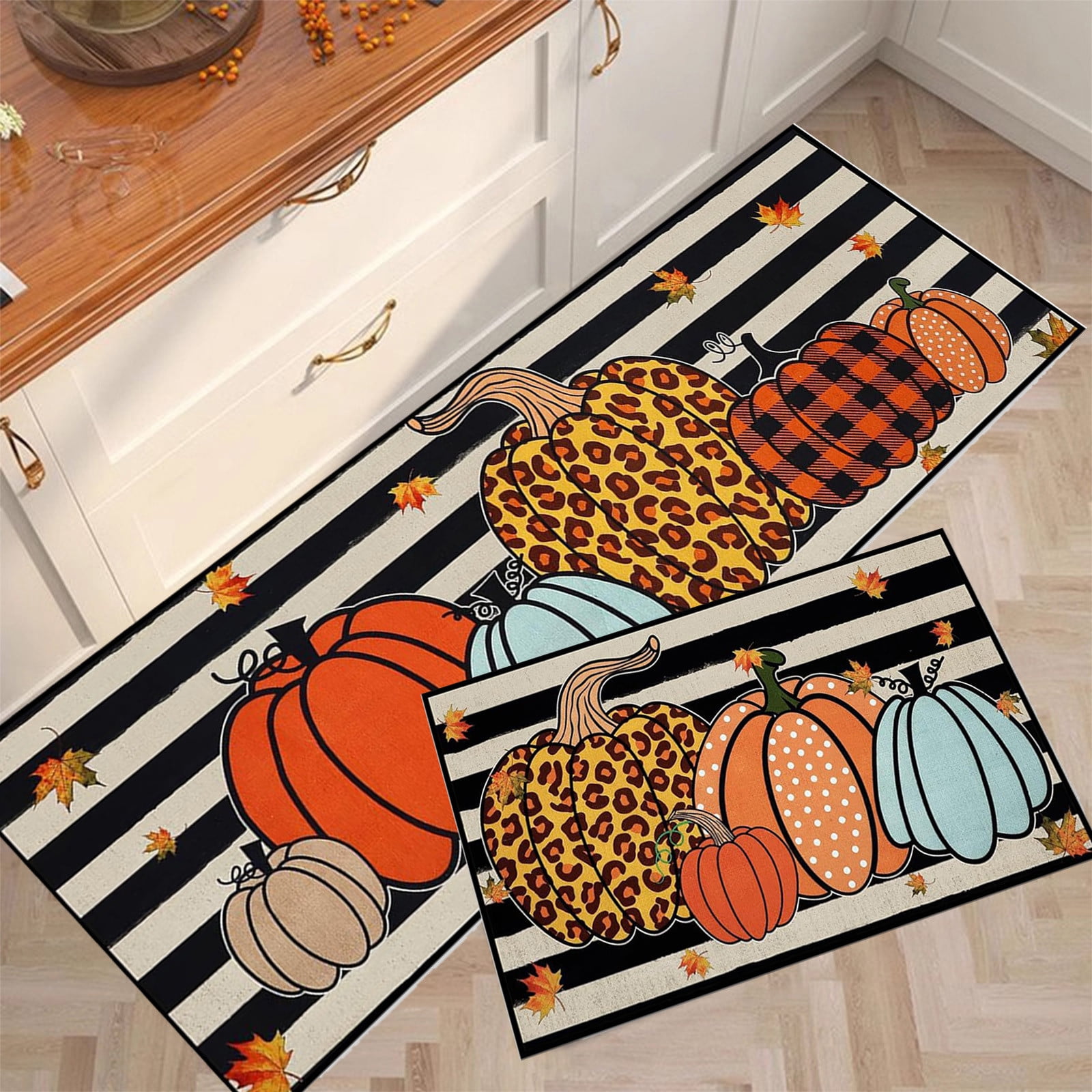 Djunllk Fall Floor Mat 2 Pcs - Stain Resistant Stylish Kitchen Mat Home ...