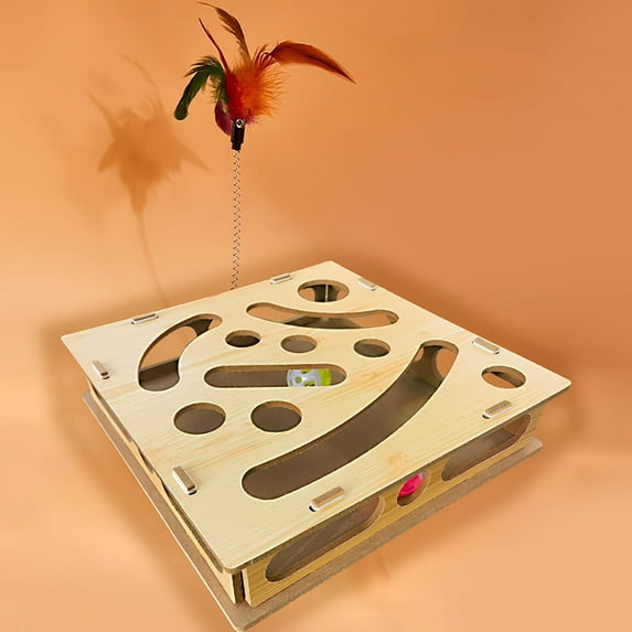 Djunllk Interactive Cat Toys - Wooden Box with 6 Bells & Suck-Cup ...