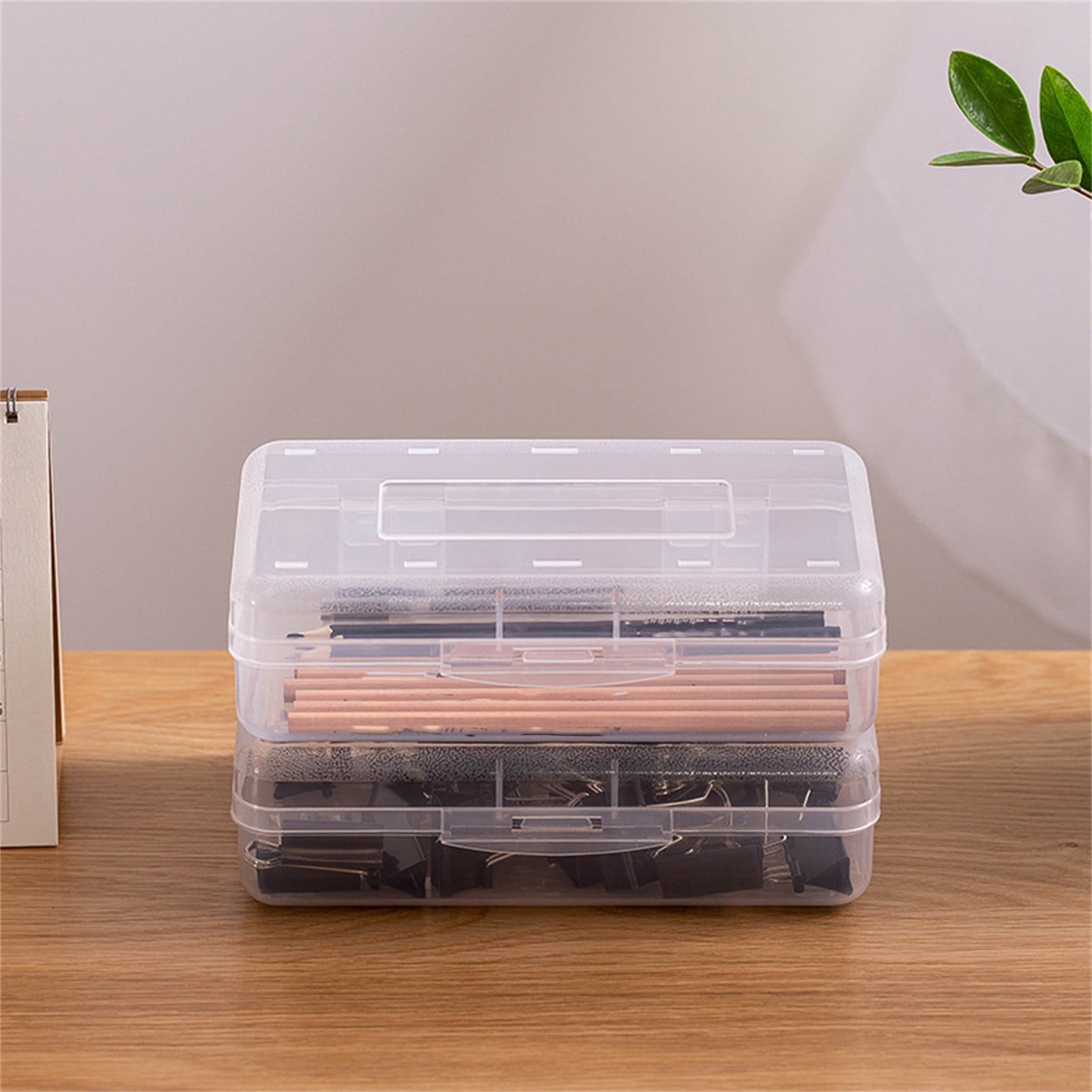 Djunllk Pencil Case - Clear Bright Color Rigid Plastic Pencil Box with ...