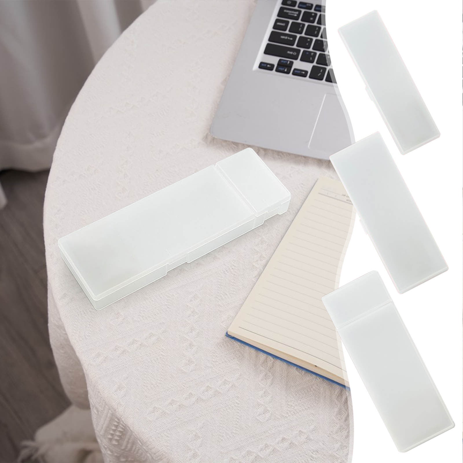 Djunllk Pencil Case - Transparent Rigid Pencil Box with Snap Lid ...