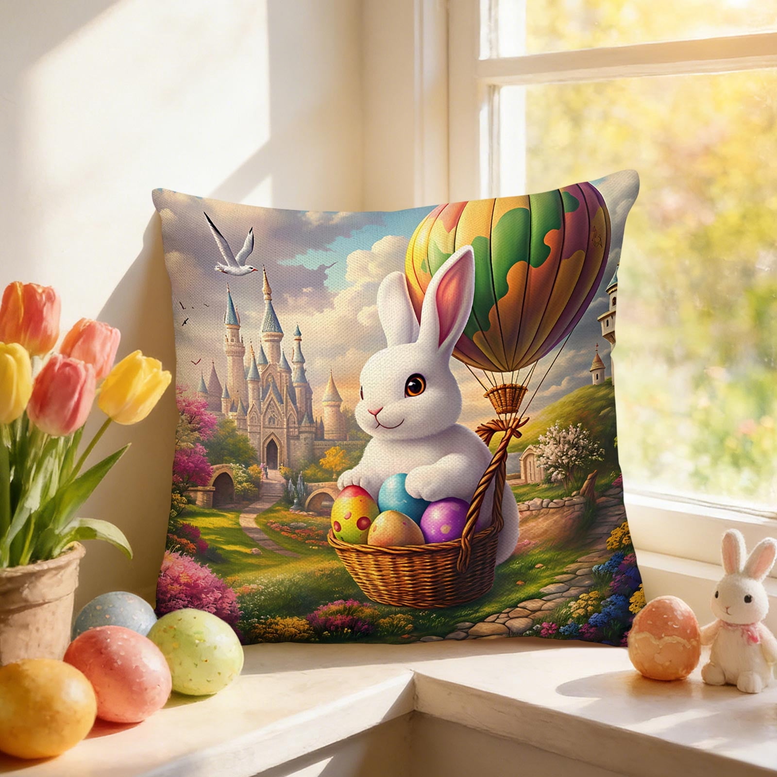 Djunllk Pillow Covers 18x18, Spring & Easter Cozy & Breathable Holiday ...