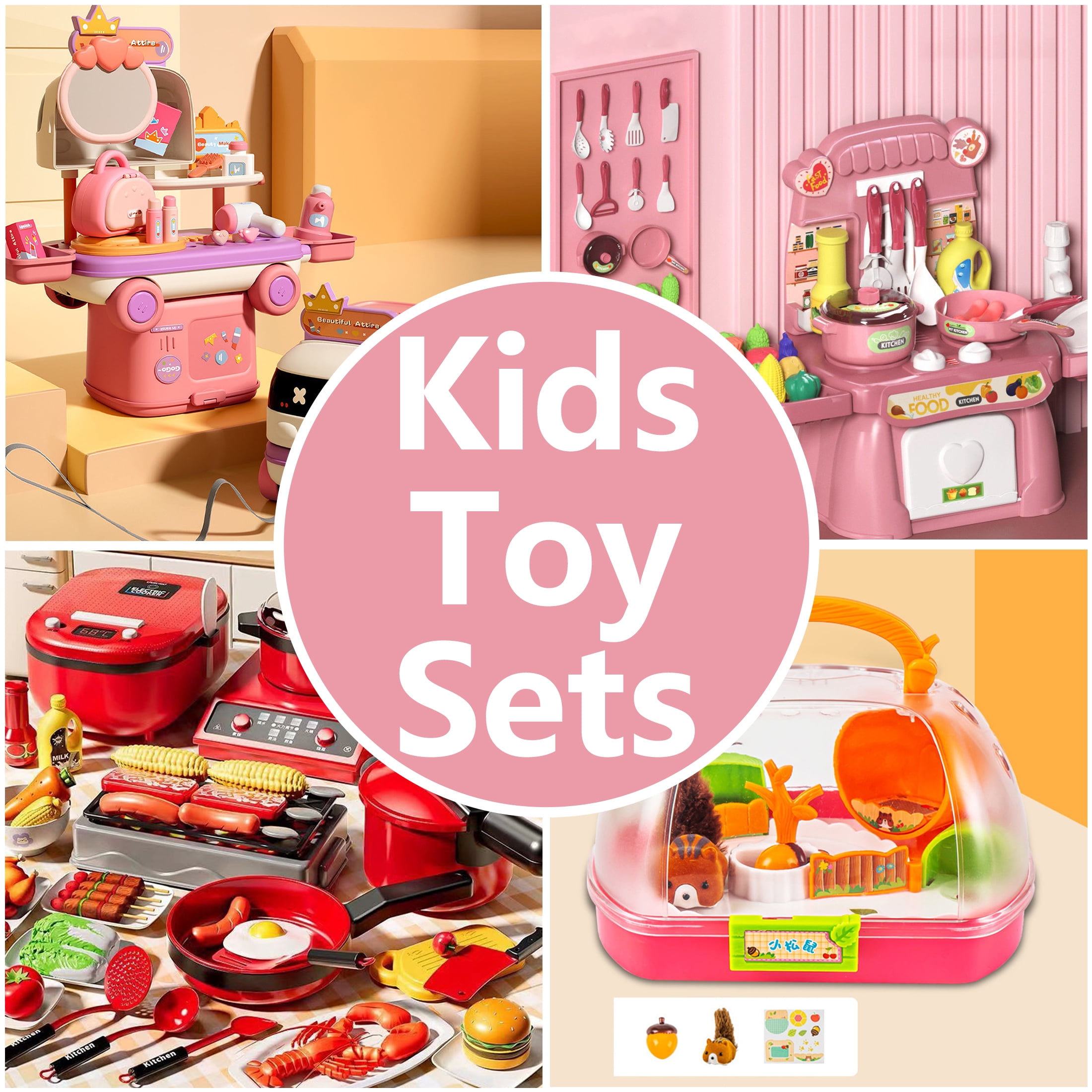 Djunllk Play Kitchen Set, Kids Kitchen Playset Pretend Play Toys, Candy ...