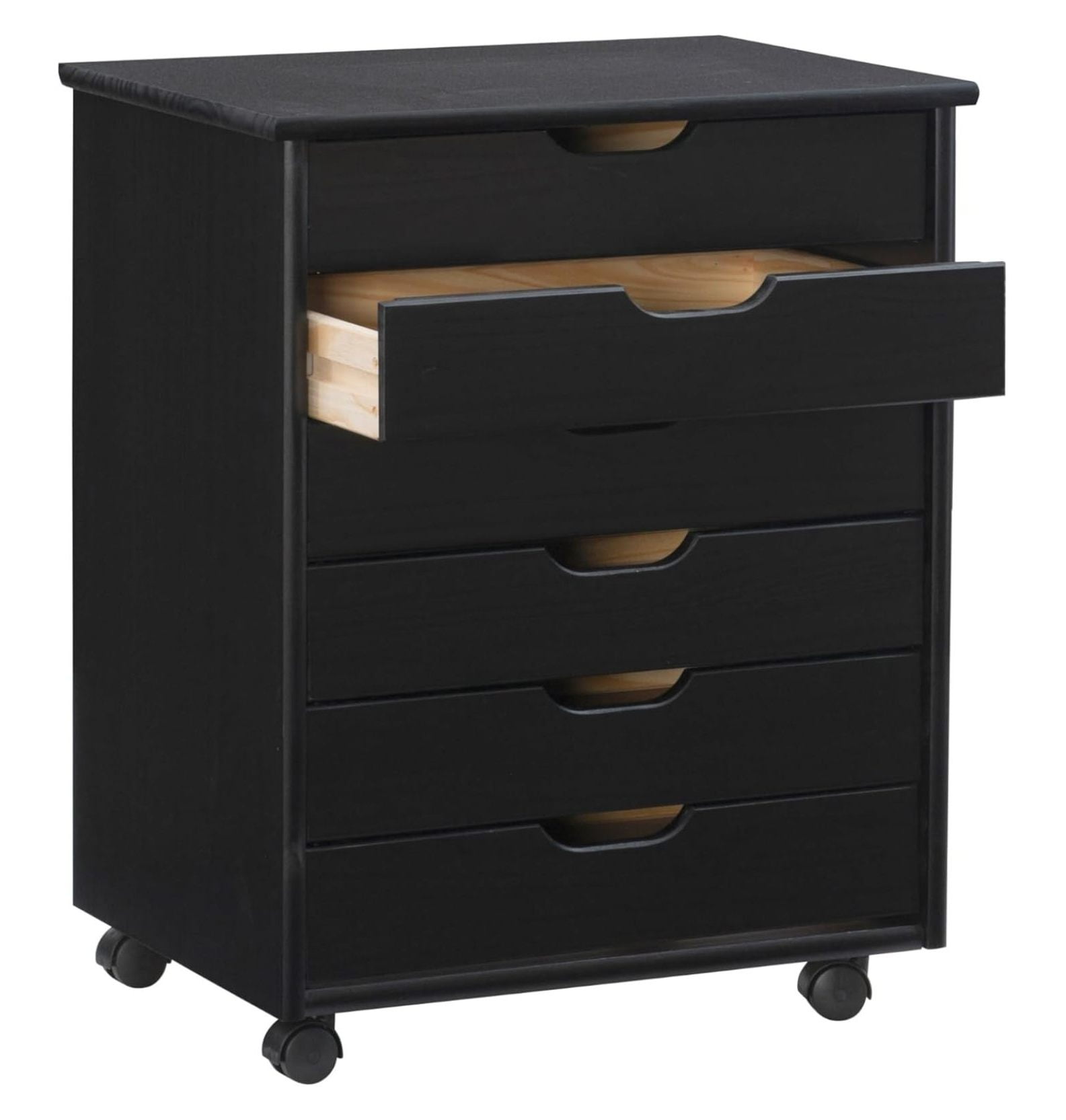 Dkdj Bridgton 6-Drawer Wide Rolling Storage Chest Cart Black Painted ...