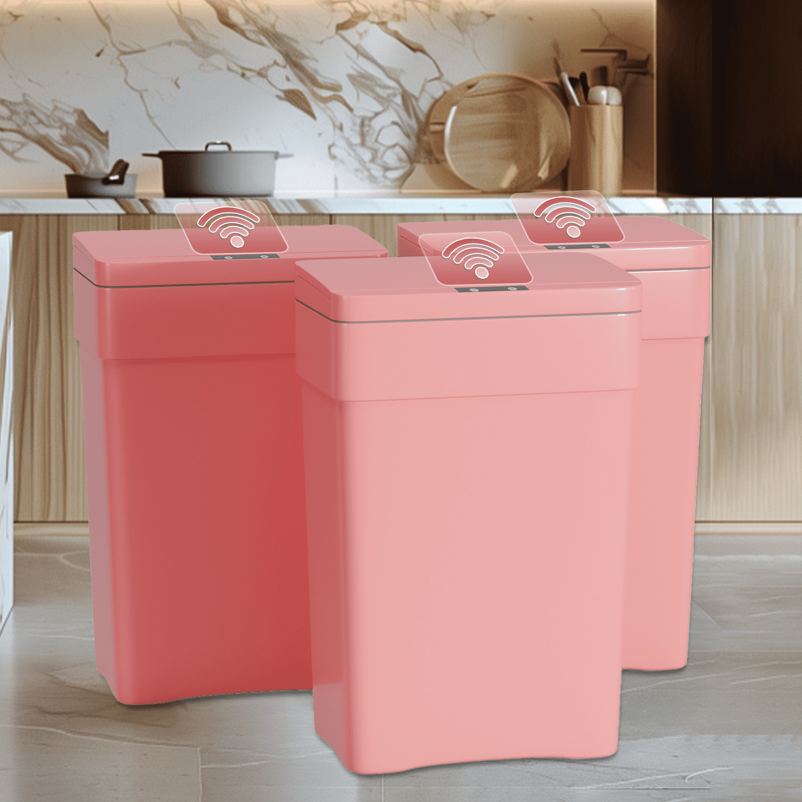 Dkelincs 13 Gallon Kitchen Trash can with Lid, Plastic PP Automatic ...