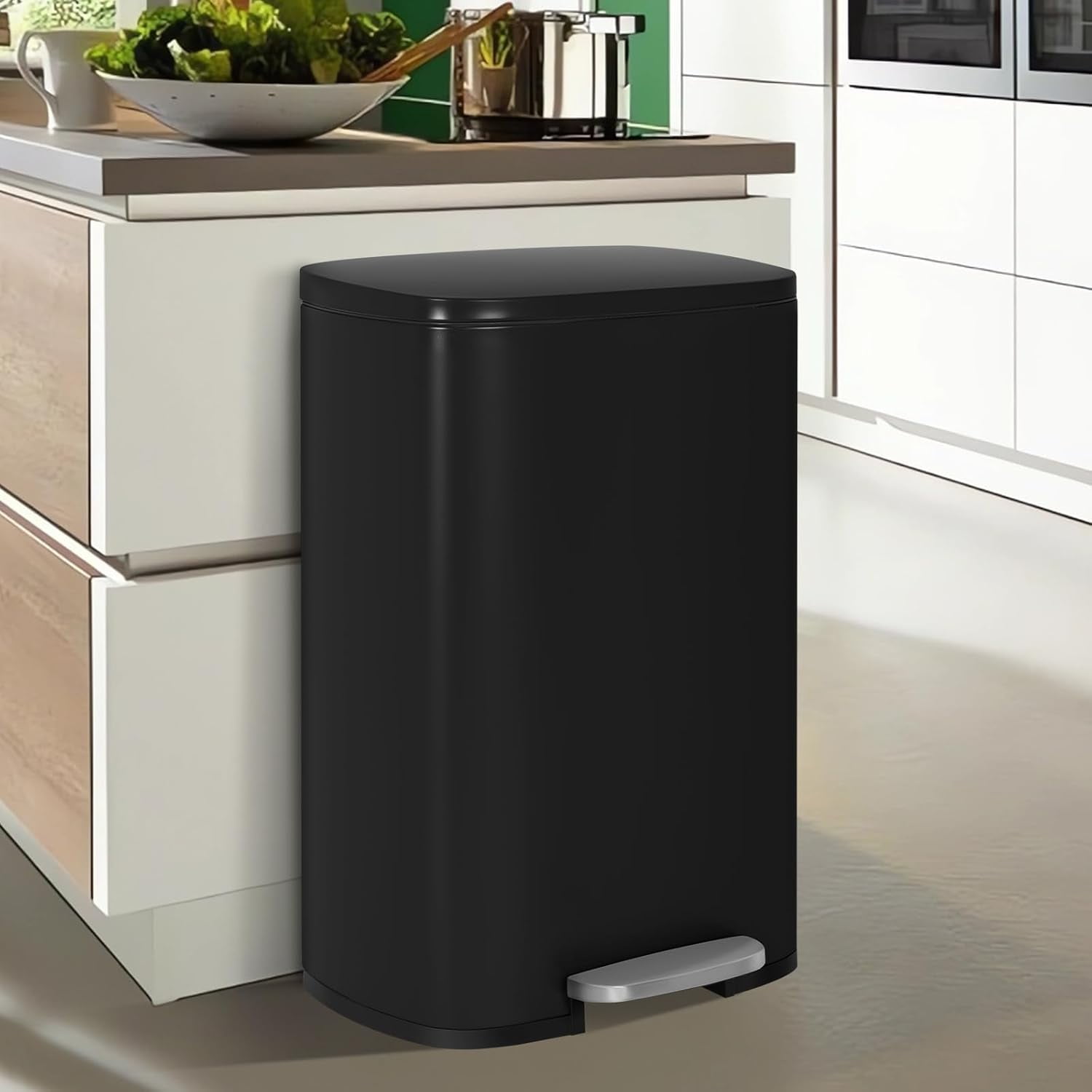 Dkelincs 13 Gallon Stainless Steel Trash Can, Step Kitchen Garbage Can ...