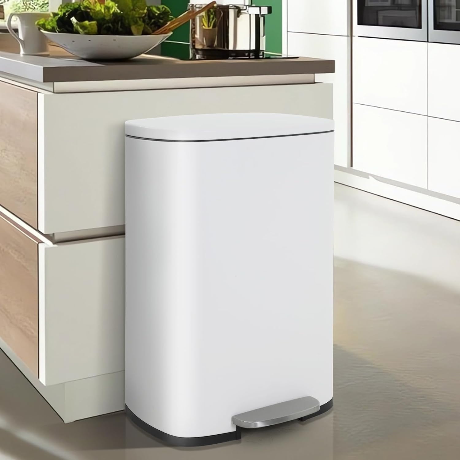 Dkelincs 13 Gallon Stainless Steel Trash Can, Step Kitchen Garbage Can ...