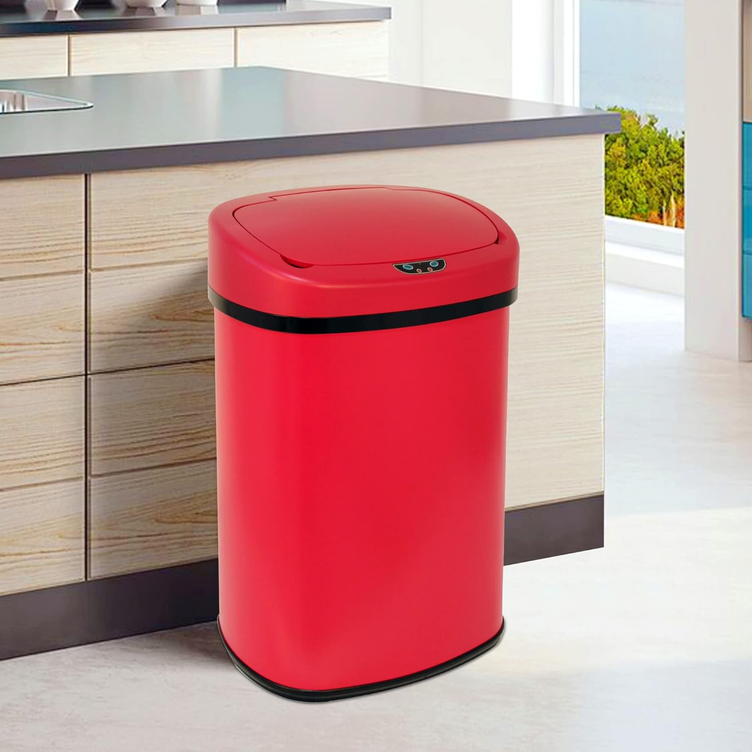 Dkelincs 13 Gallon Touch-Free Automatic Stainless Steel Garbage Can ...