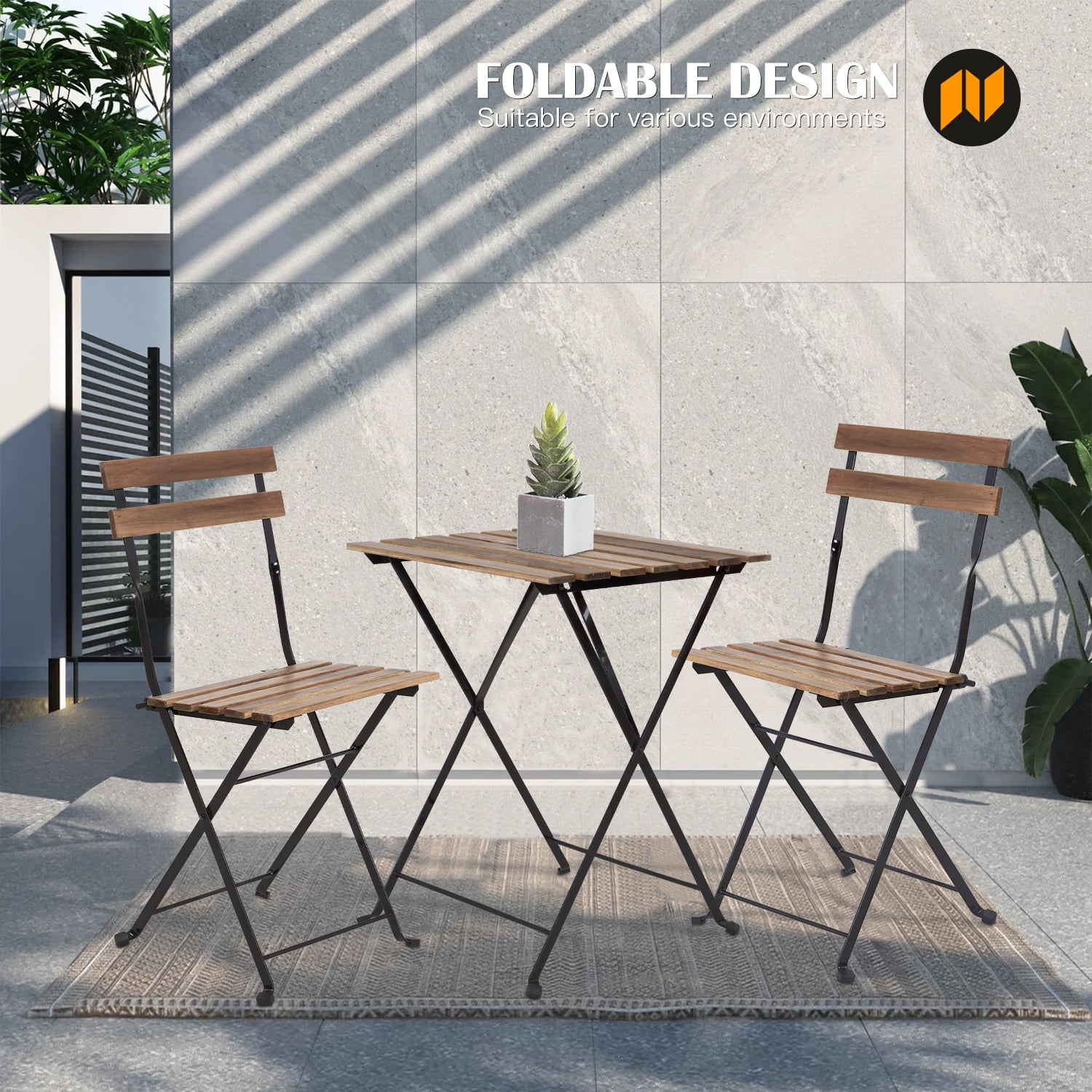 Dkelincs 3 Pieces Folding Patio Bistro Set Outdoor Furniture Sets with ...
