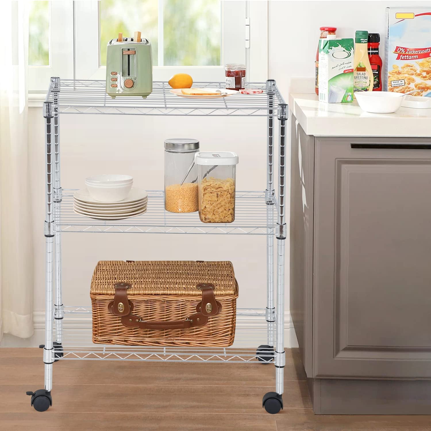 Dkelincs 3-Tier Metal Shelving, Adjustable Wire Shelving Unit with ... Dkelincs 3-Tier Metal Shelving, Adjustable Wire Shelving Unit with ...