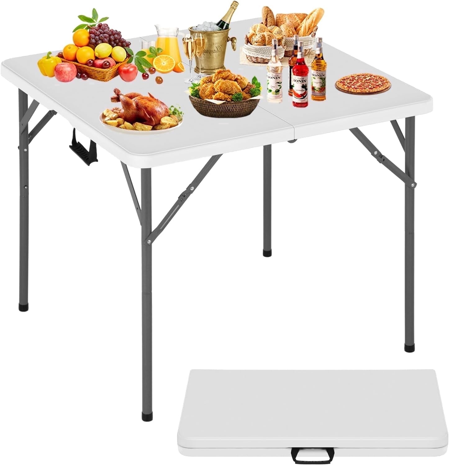 Dkelincs, 34-Inch Square Folding Card Table with Handle, Portable ...