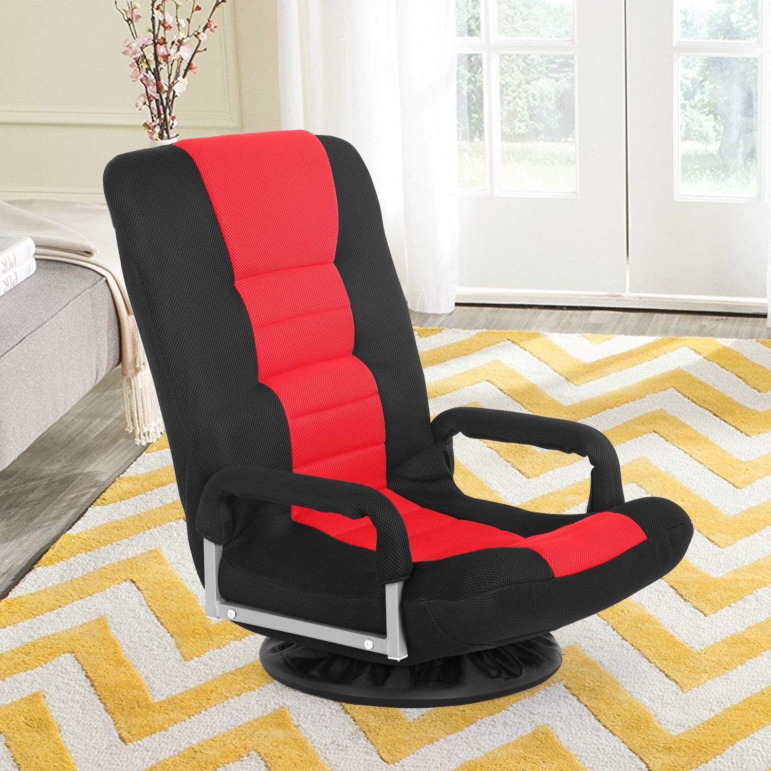 Dkelincs 360-Degree Swivel Gaming Floor Chair with Armrest, Adjustable ...