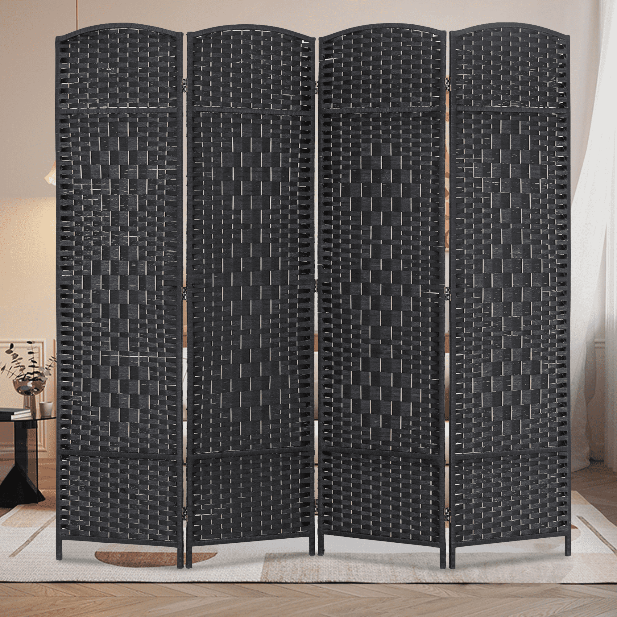 Dkelincs 4 Panel Room Divider Portable Folding Privacy Screen Wooden ...