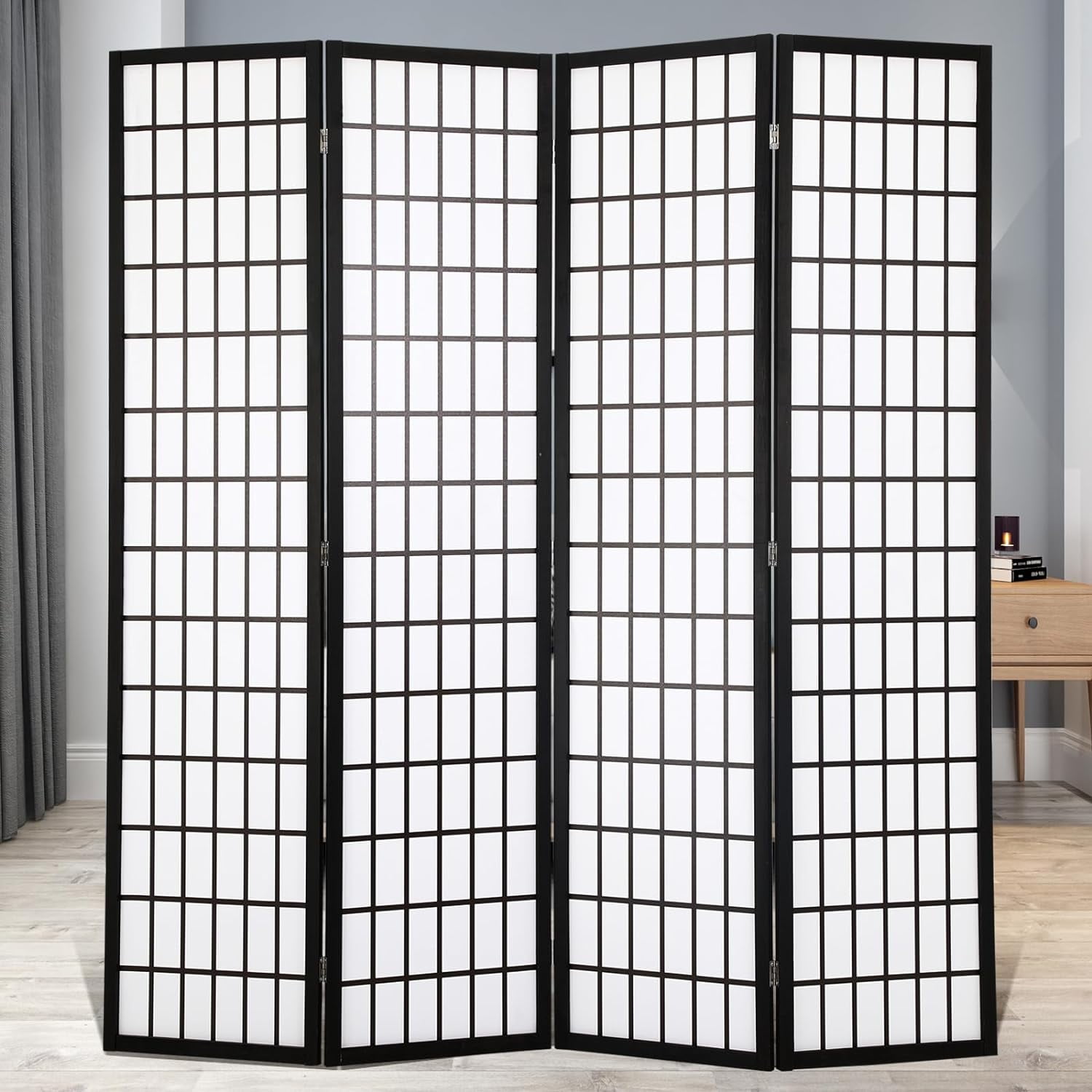 Dkelincs 4 Panel Room Dividers Folding Privacy Screen 6FT Portable Wood ...