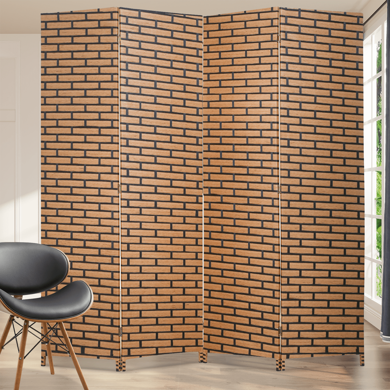 Dkelincs 4 Panel Room Dividers and Folding Privacy Screen Wooden ...