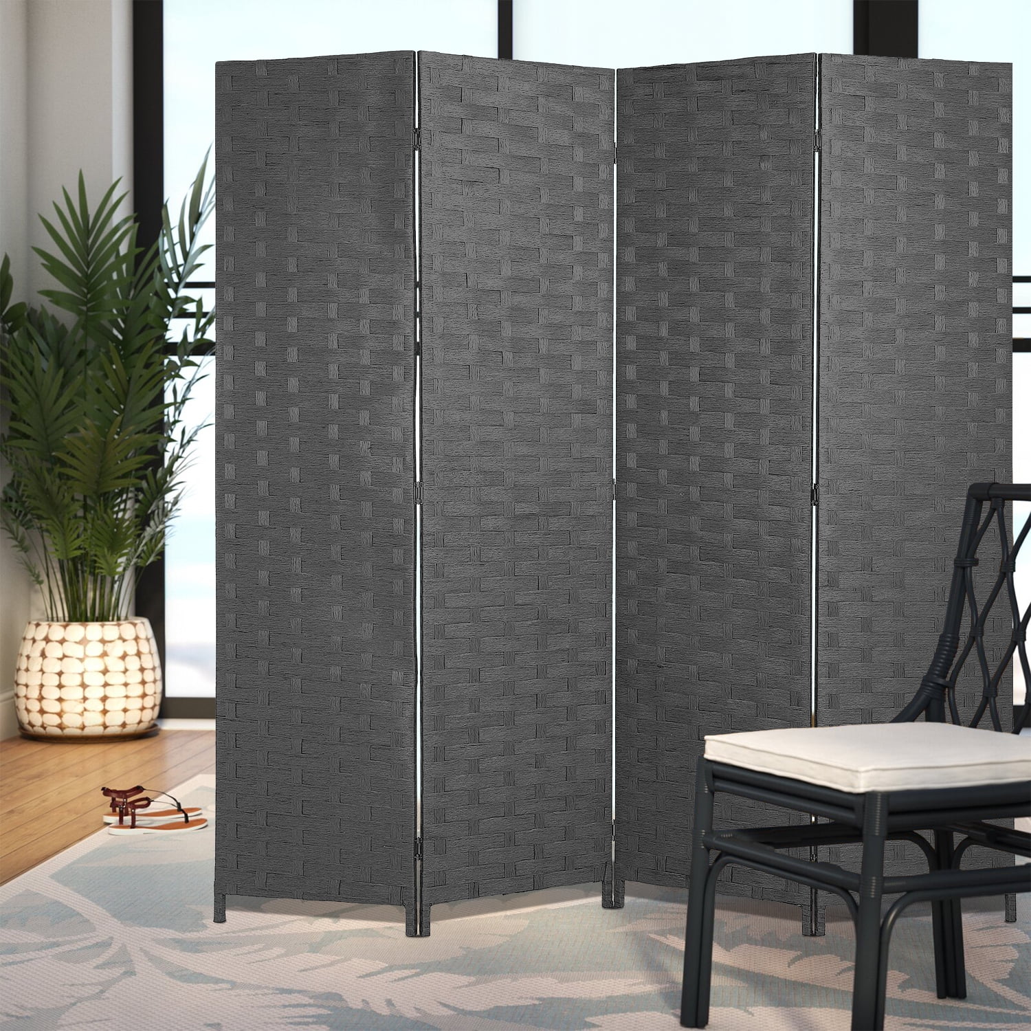 Dkelincs 4 Panel Room Dividers and Folding Privacy Screen Wooden ...