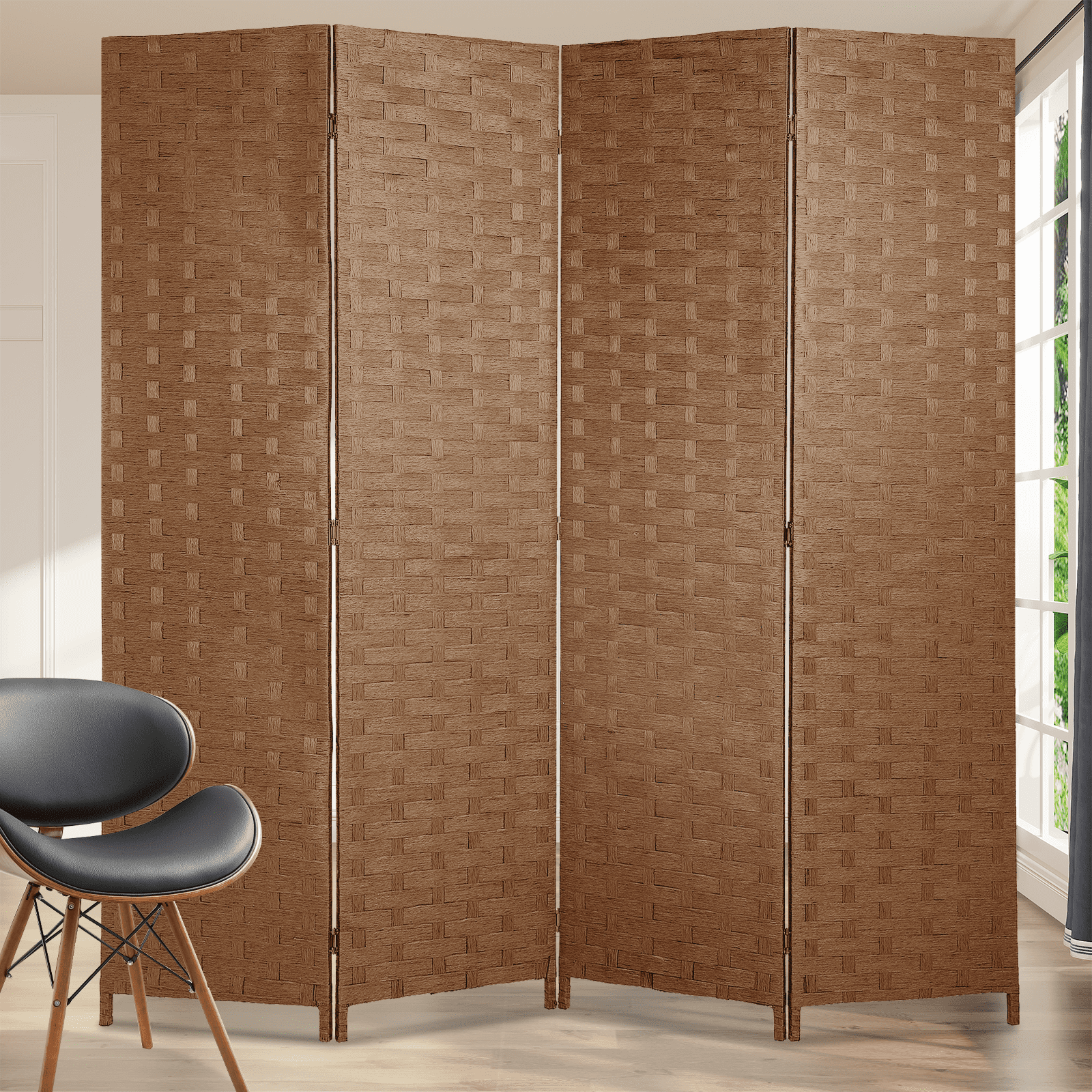 Dkelincs 4 Panel Room Dividers and Folding Privacy Screen Wooden ...