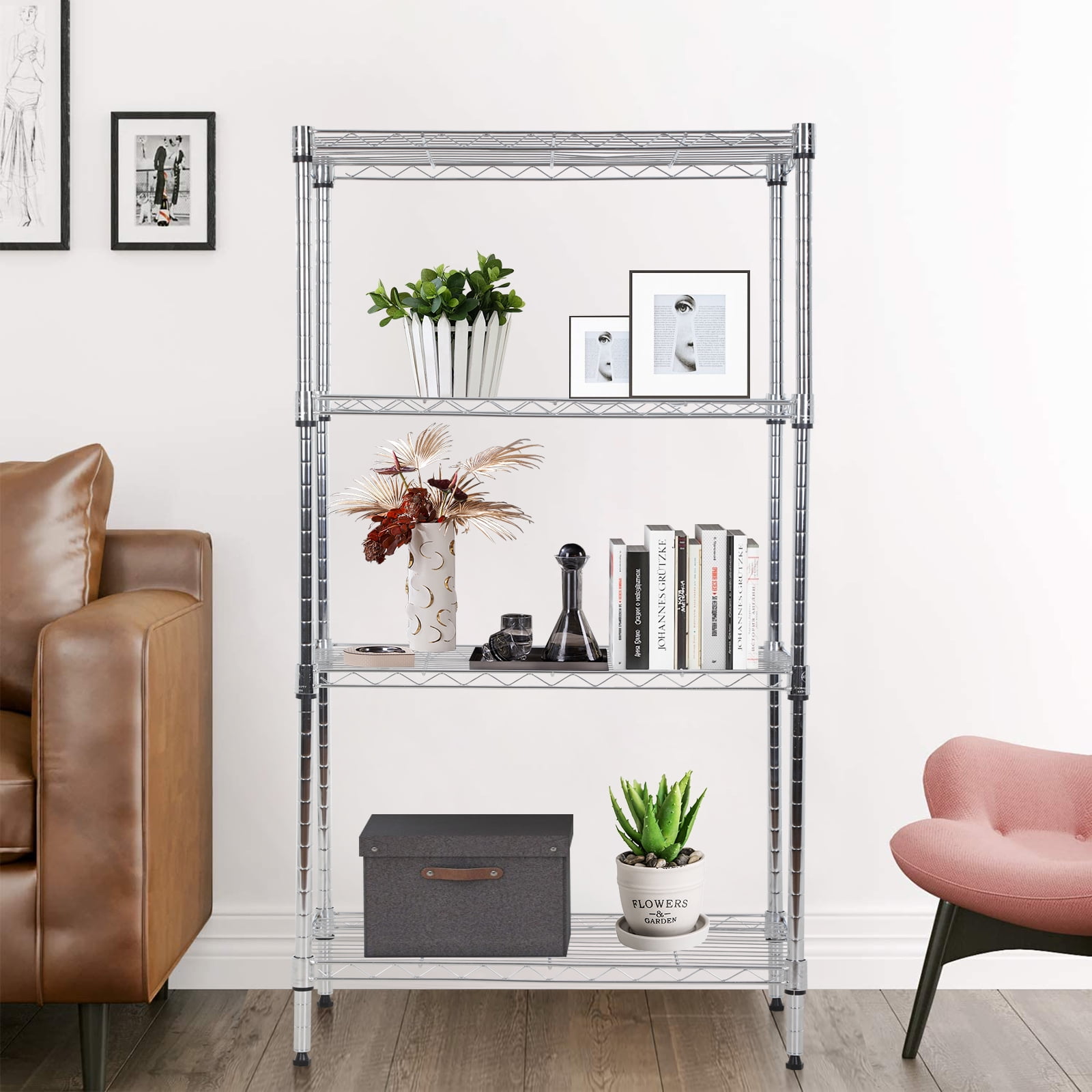 Dkelincs 4 Tier Metal Wire Shelving Unit 1000 lbs Capacity Adjustable ... Dkelincs 4 Tier Metal Wire Shelving Unit 1000 lbs Capacity Adjustable ...