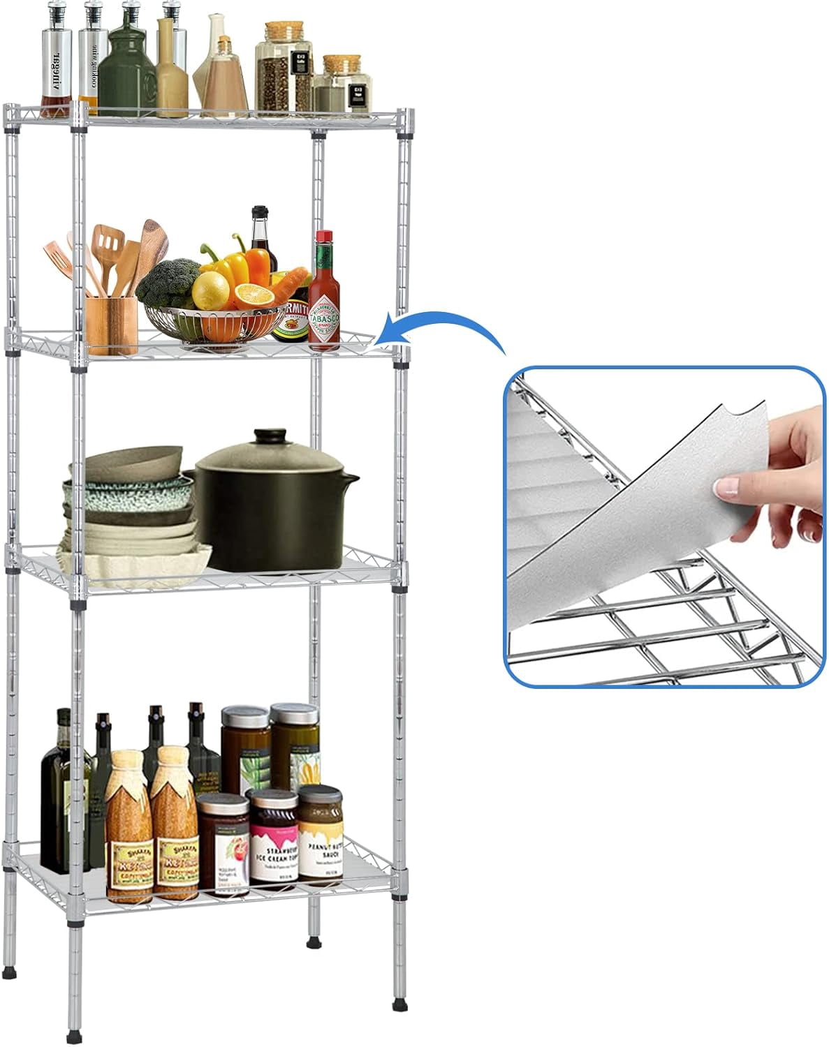 Dkelincs 4 Tier Wire Shelving Unit 18''L×12''W×44''H NSF Metal Storage ...