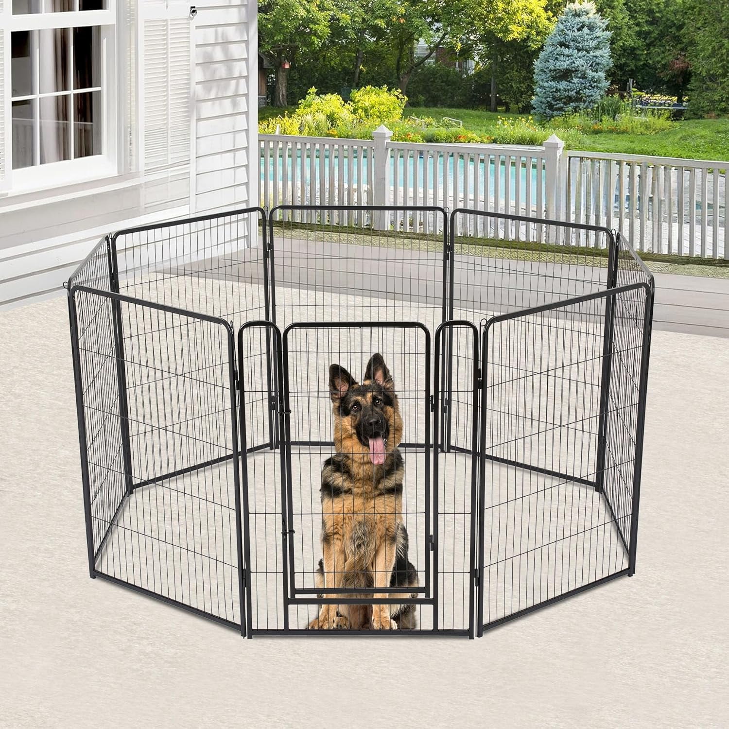 Dkelincs 40 inch 8 Panels Dog Playpen Portable Metal Dog Fence Pet ...