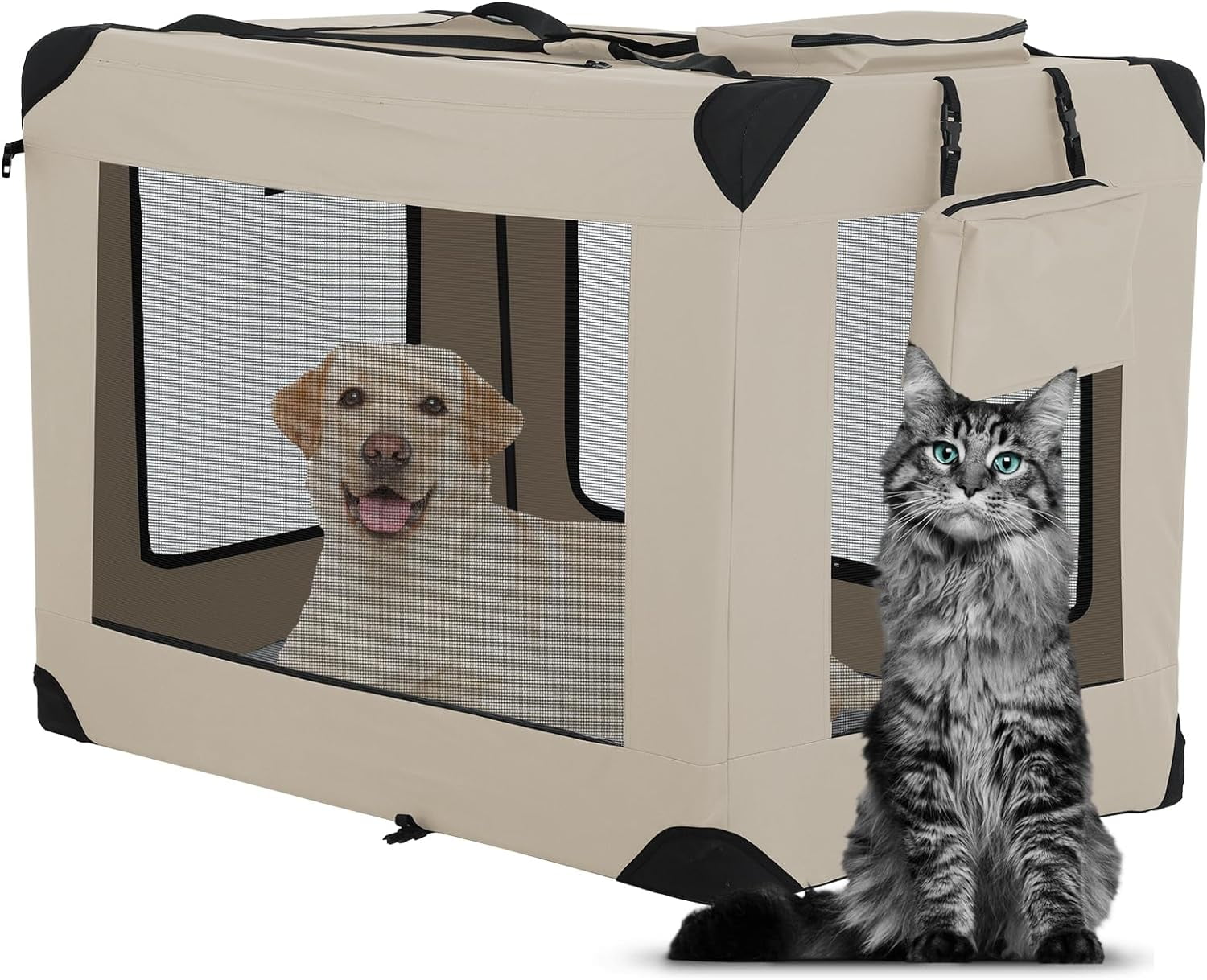 Dkelincs 42 inch Collapsible Dog Crate Small Foldable Kennel Travel Cat ...