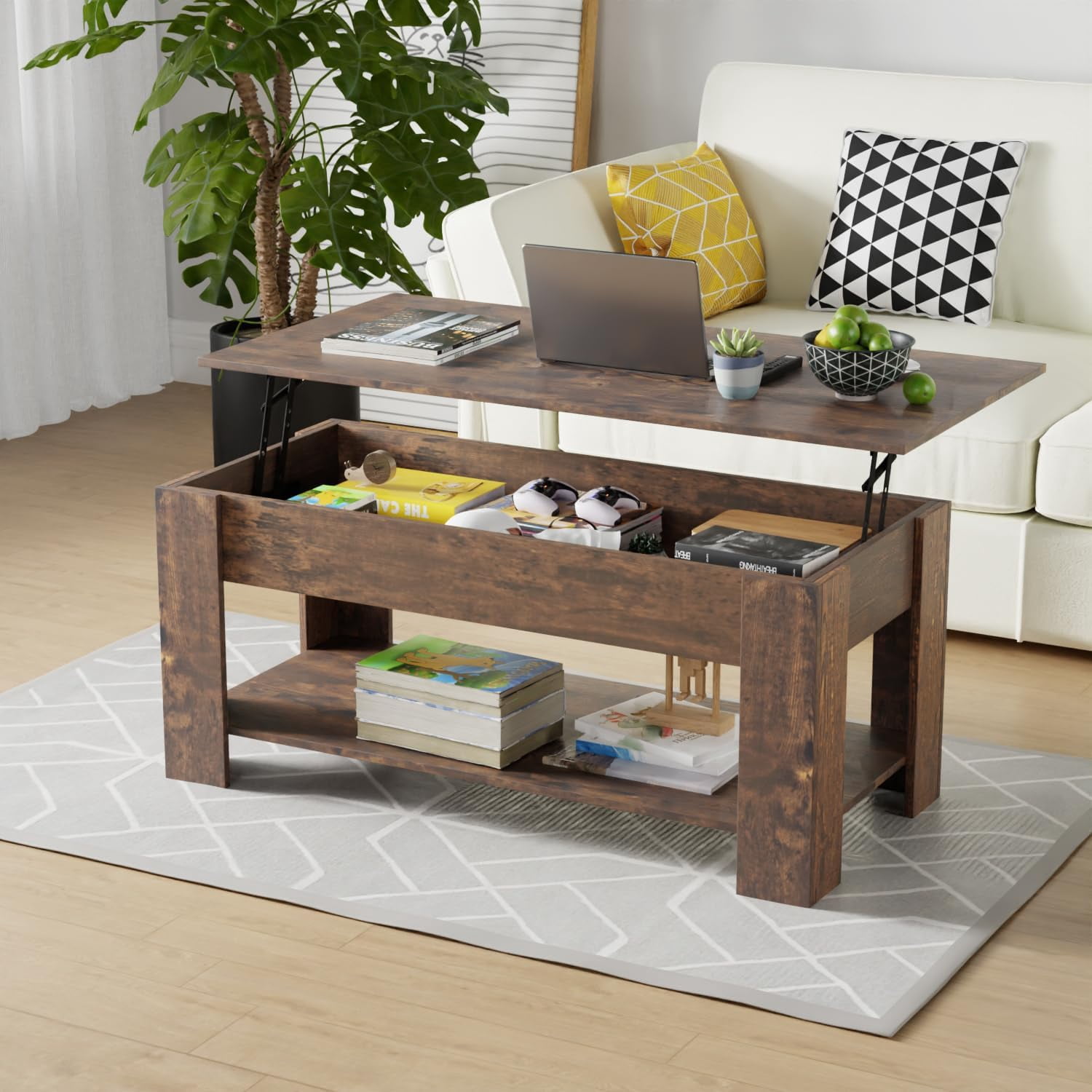 Dkelincs 47.2"L Lift Top Coffee Table with Hidden Compartment and ...