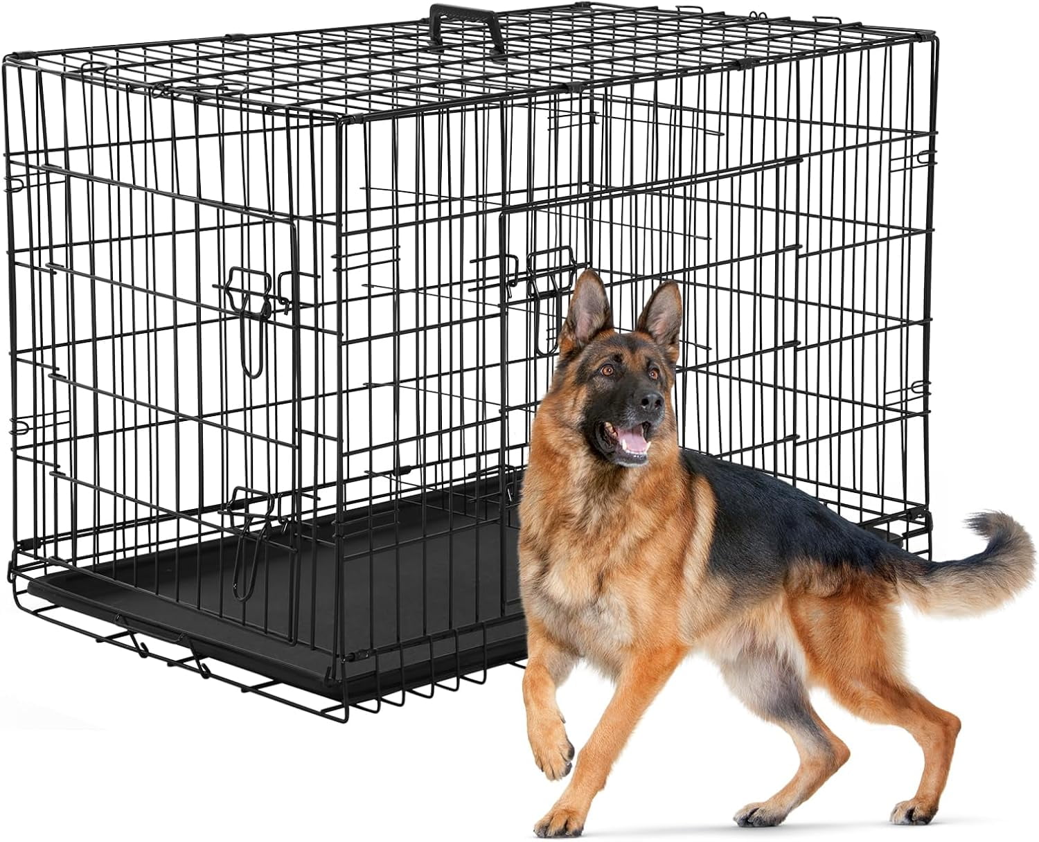 Dkelincs 48 inch Large Dog Crate Portable Foldable Dog Cage with 2 ...