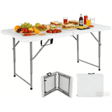Dkelincs 4ft Folding Table Adjustable Height Picnic Camping Table ...