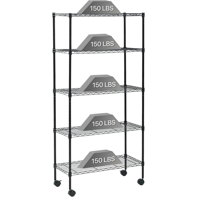 Dkelincs 5 Tier Wire Shelving Unit Adjustable NSF Metal Storage Shelves ...