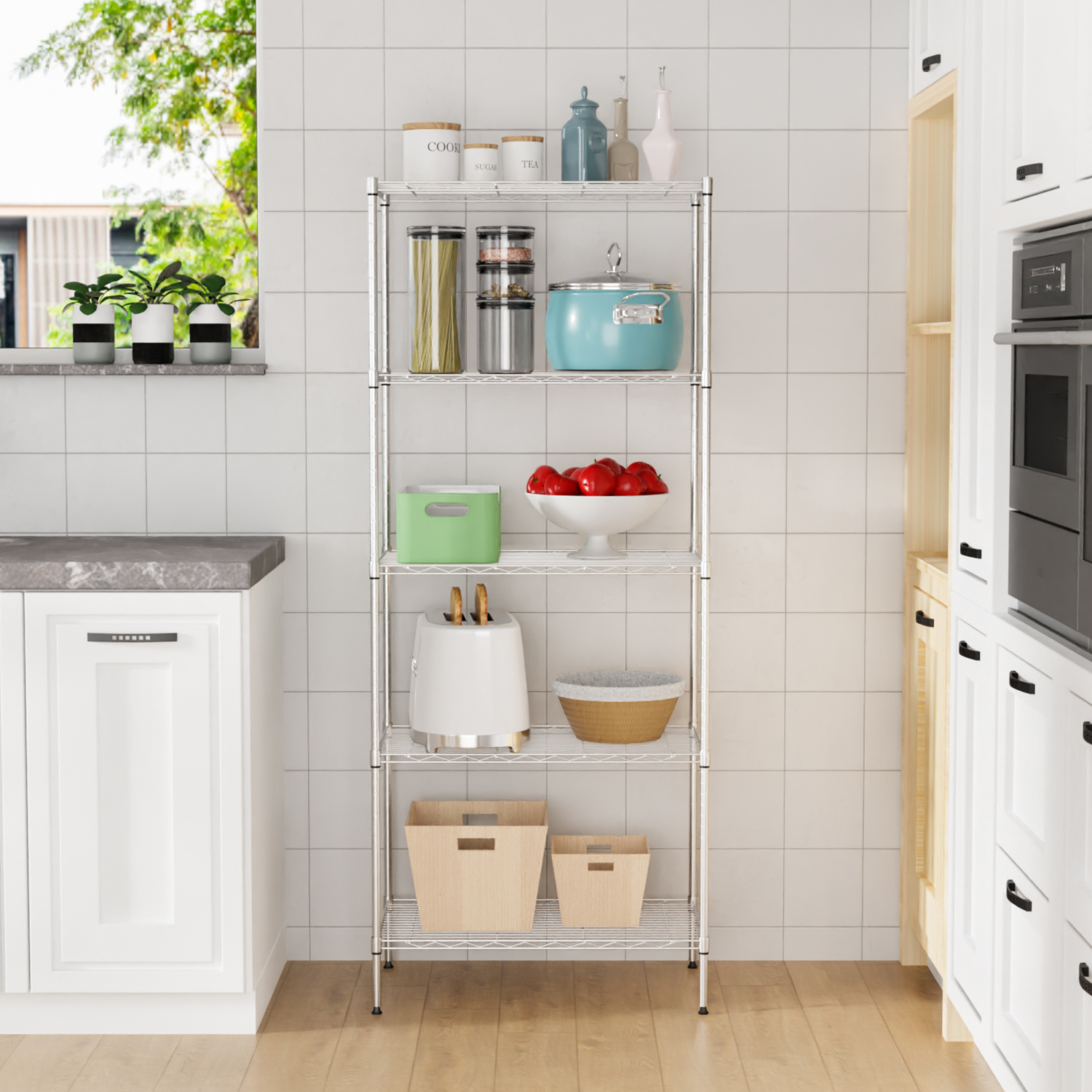 Dkelincs 5-Tier Wire Shelving Unit Adjustable Storage Rack Metal ...