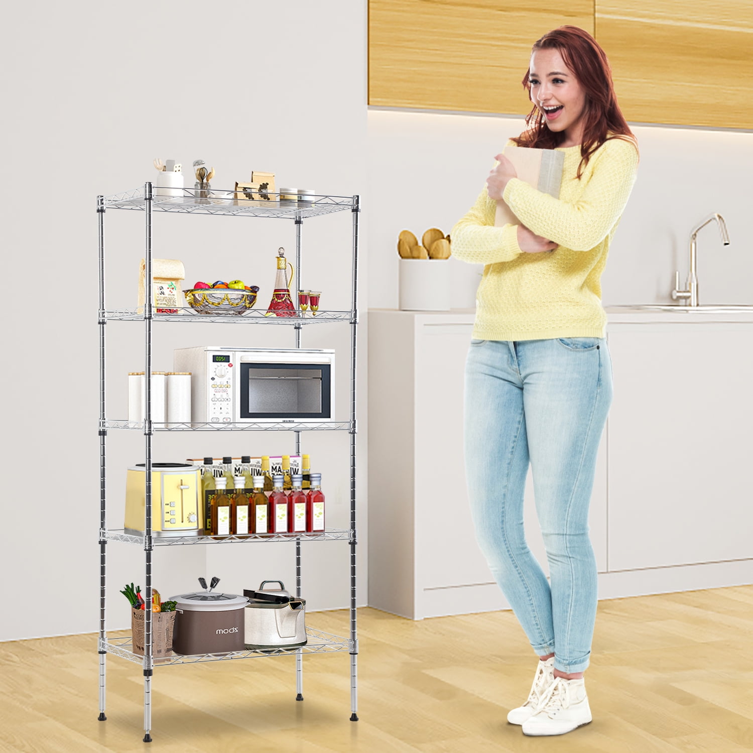 Dkelincs 5 Tier Wire Shelving Unit NSF Storage Shelving Adjustable ... Dkelincs 5 Tier Wire Shelving Unit NSF Storage Shelving Adjustable ...