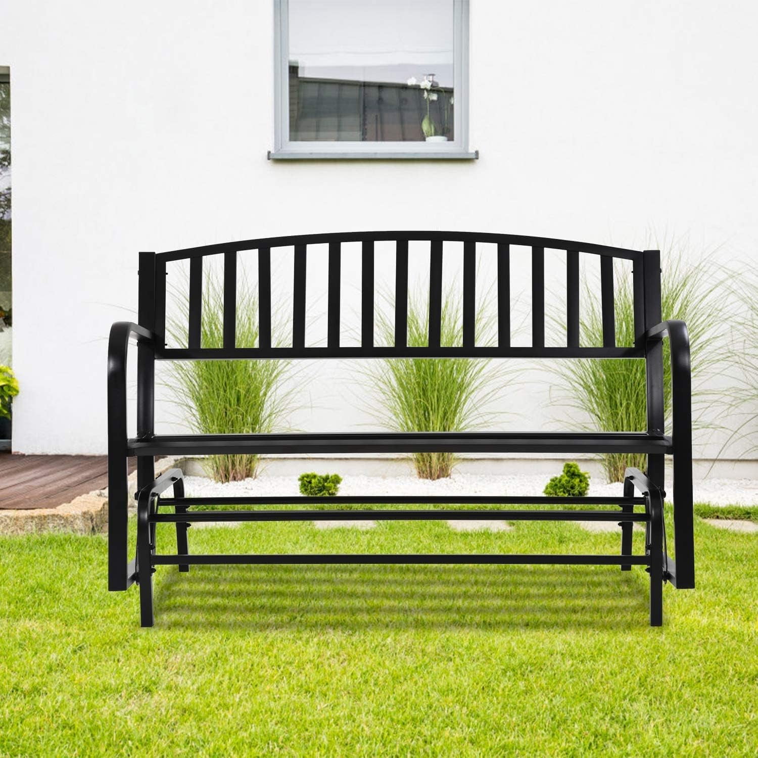 Dkelincs 50" Outdoor Glider Garden Bench Patio Double Swing Rocking ...