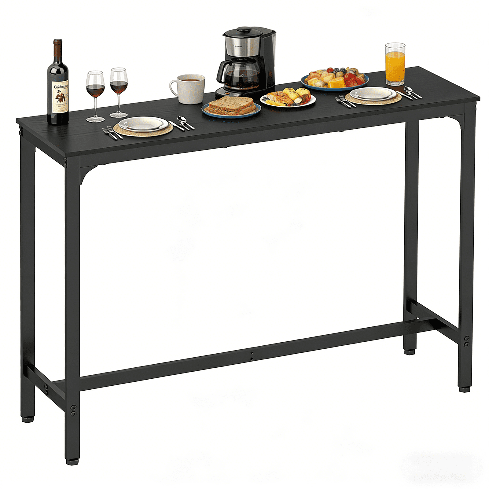Dkelincs 55" Long Bar Table, Bar Height Pub Table Narrow High Bar Table ...