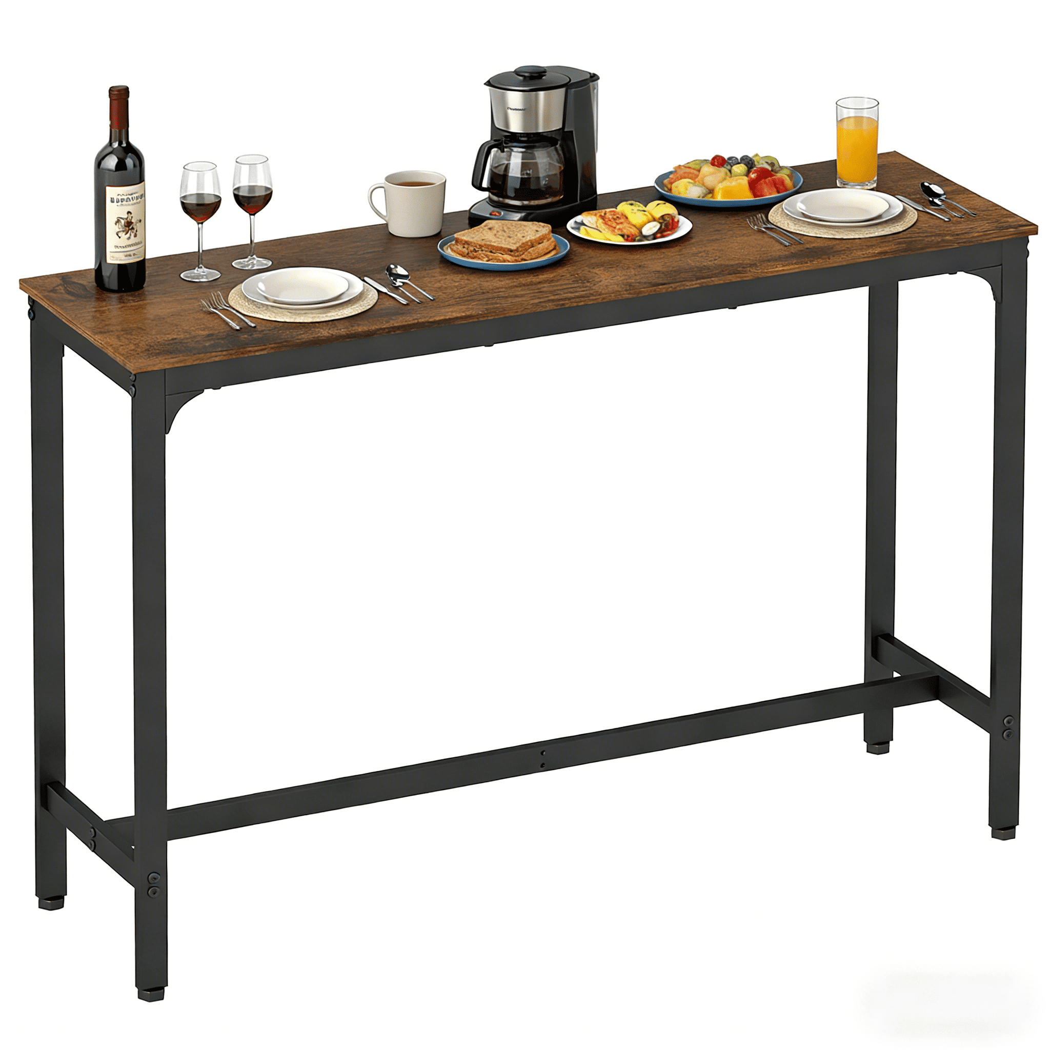 Dkelincs 55" Long Bar Table, Bar Height Pub Table Narrow High Bar Table ...