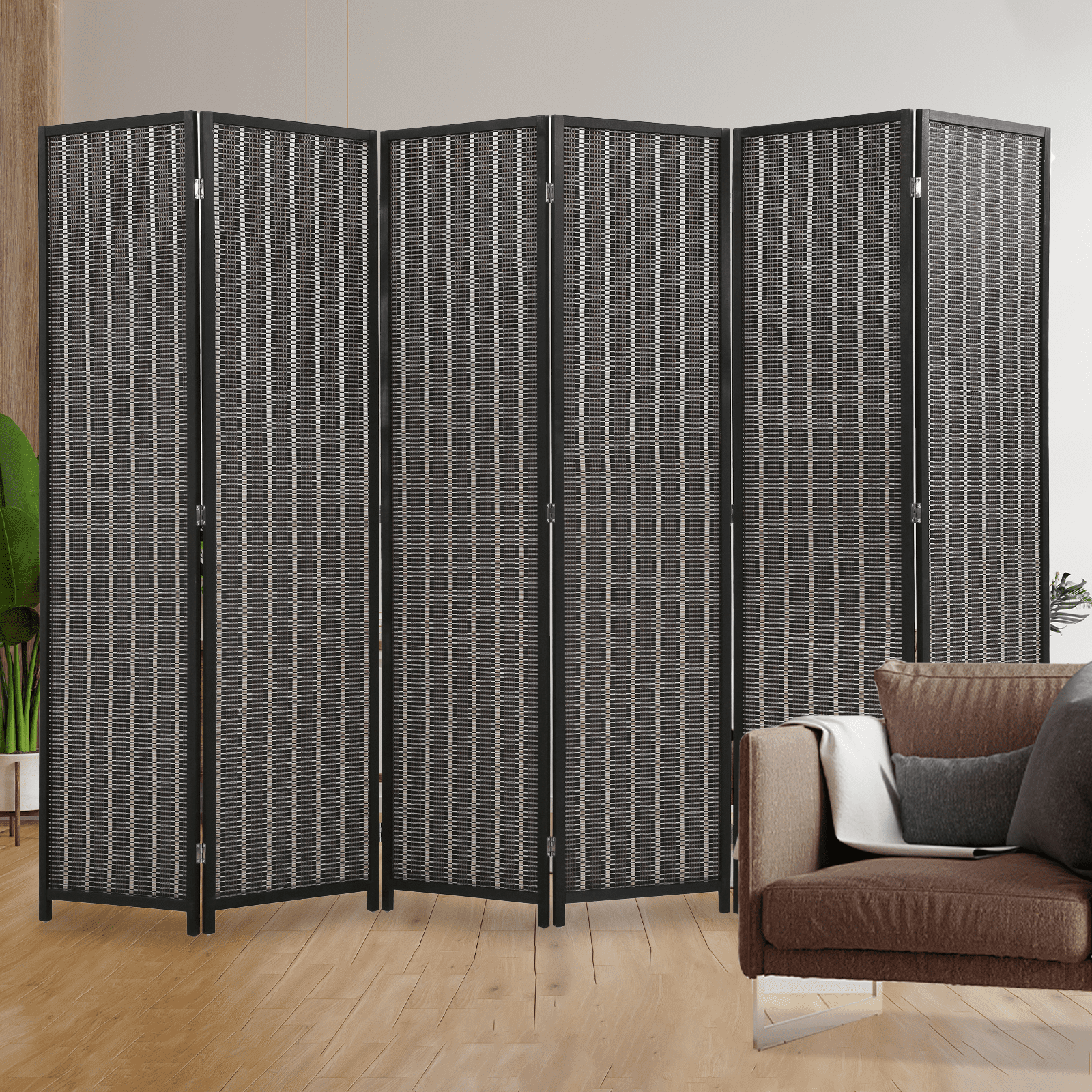 Dkelincs 6 Panel Room Divider Bamboo Folding Privacy Screen Portable ...