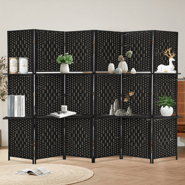 Dkelincs 6 Panel Wood Divider, Folding Privacy Screen with Removable ...