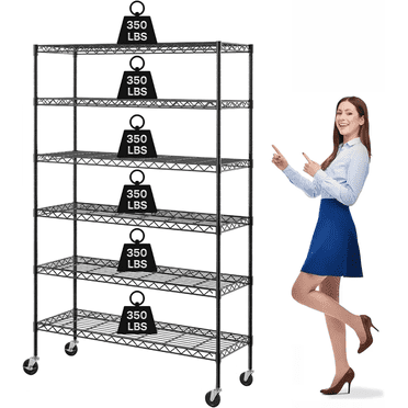 Dkelincs 6 Tier Wire Shelving Unit with Wheels Adjustable Metal Storage Shelves 6000 lbs NSF ...