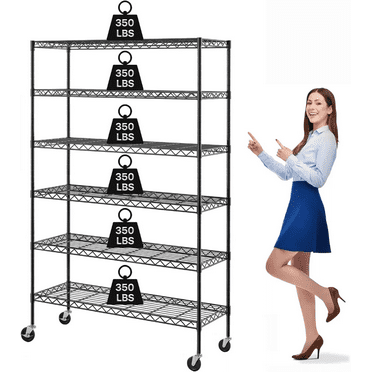 Dkelincs 6 Tier Wire Shelving Unit with Wheels Adjustable Metal Storage ...