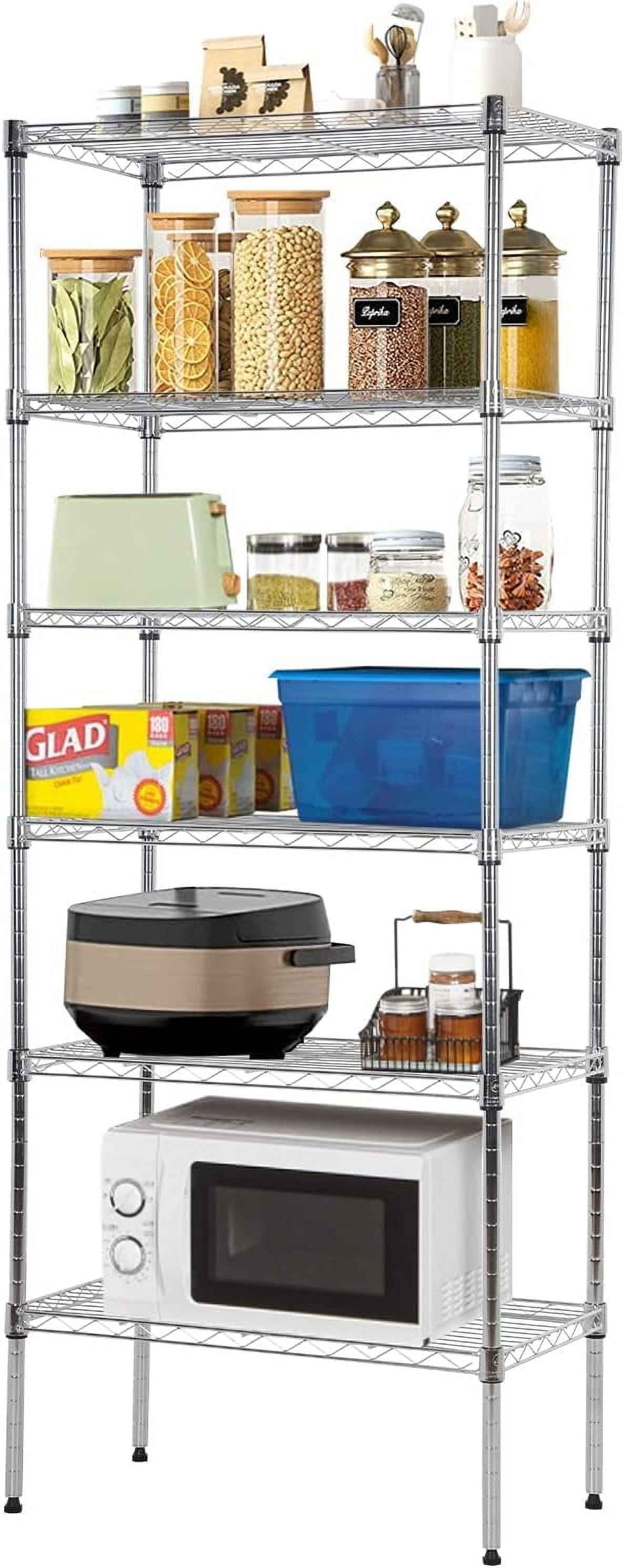 Dkelincs 6 Tier Wire Shelving Unit Adjustable Metal Shelf Storage Rack ...