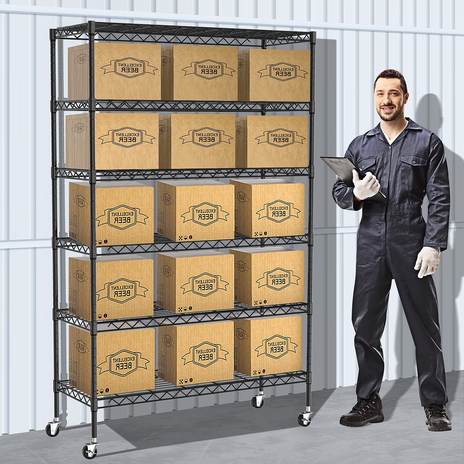 Dkelincs 6 Tier Wire Shelving Unit 2100 lbs Adjustable Storage Metal ...