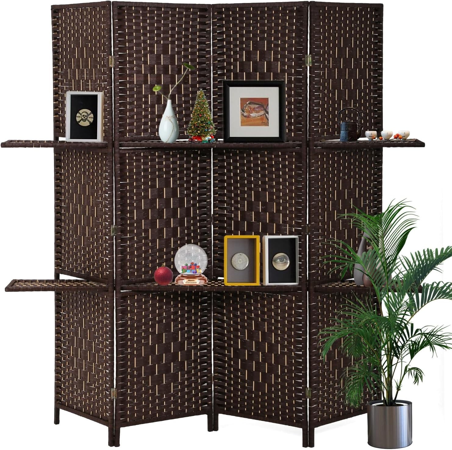 Dkelincs 71 inch Wooden Room Dividers 4 Panel Portable Folding Privacy ...